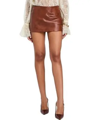 Retrofete Valerie Leather Skirt - Cigar