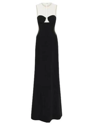 Stella McCartney Mesh-paneled Crepe Gown - Black