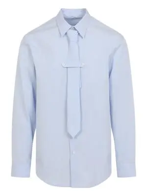 Dries Van Noten Long Sleeve Tie Buttoned Shirt - Blue