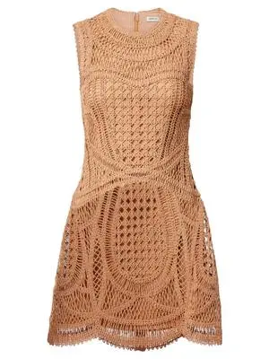 Simkhai Round Neck Sleeveless Crochet Dress - Nude