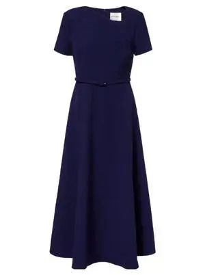 Roland Mouret Asymmetrical Belted Crêpe Midi Dress - Black