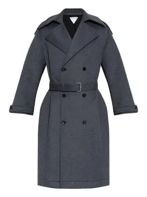 Bottega Veneta Belted Double Breasted Coat - Grey