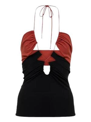 NENSI DOJAKA Nensi Dojaka Two-Tone Halterneck Cutout Top