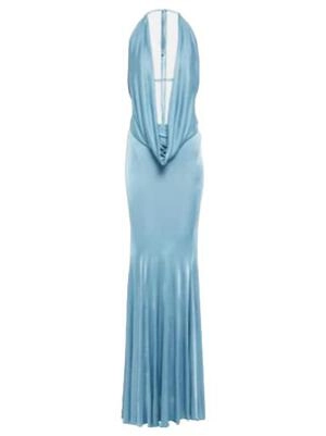 Blumarine Open-back Satin Gown - Blue