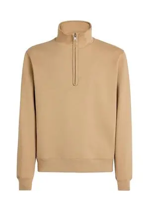 Sandro Half-zip Cotton Sweatshirt - Brown