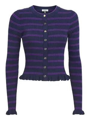 Sandro Knitted Stripe Cardigan - Blue