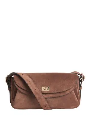 Sandro Sandro Paris Le Mambo Suede Shoulder Bag Brown