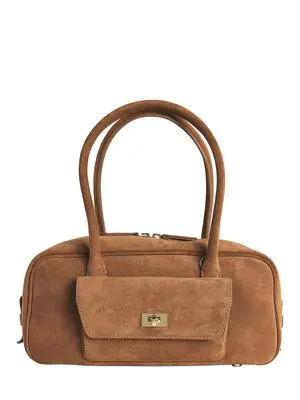 Sandro Suede Top-handle Bag - Beige