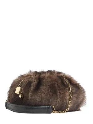 Chloé Shearling Plissé Shoulder Bag - Brown