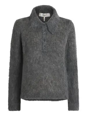 Chloé Alpaca-blend Polo Sweater - Grey