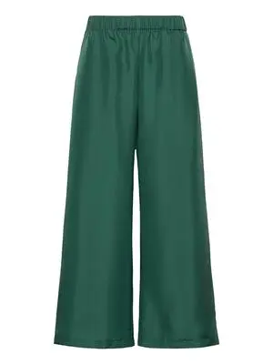 Max Mara Silk Wide-leg Trousers - Green