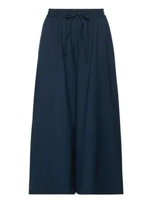 Max Mara Virgin Wool Wide Leg Drawstring Trousers - Navy