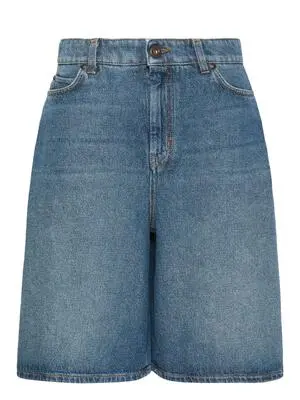 Max Mara Weekend Max Mara Mid-Rise Straight Fit Denim Shorts Navy