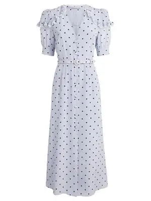 ALESSANDRA RICH Alessandra Rich Polka Dot Ruffled Midi Dress
