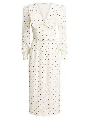 ALESSANDRA RICH Alessandra Rich Polka Dot Silk Midi Dress