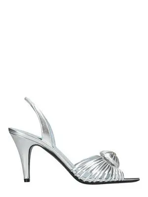 Valentino Garavani Metallic Leather Slingback Heels 85 - Silver