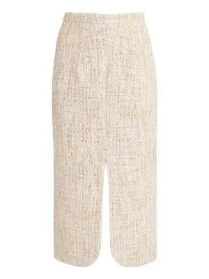 Safiyaa Tweed Embellished Midi Skirt - Pink