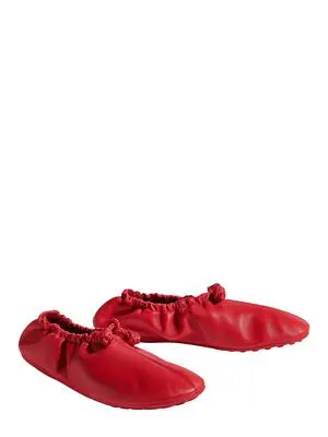 Bottega Veneta Leather Scrunched Ballet Flats - Red