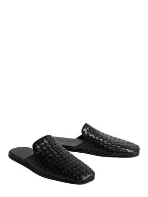 Bottega Veneta Woven Leather Slip-on Slippers - Black