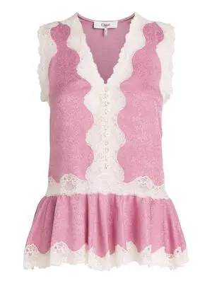 Chloé Silk Jacquard Peplum Top - Pink