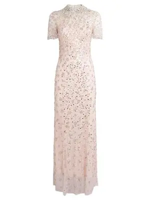 Jenny Packham Embellished Orchid Maxi Dress - Pink