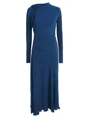 Victoria Beckham Plissé Long Sleeve Midi Dress - Blue