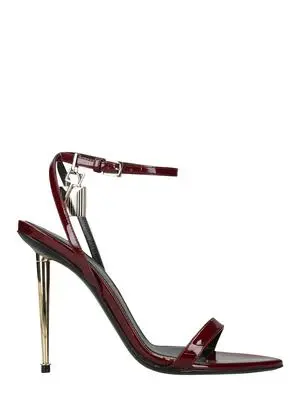 TOM FORD Patent Leather Padlock Stiletto Sandals - Red