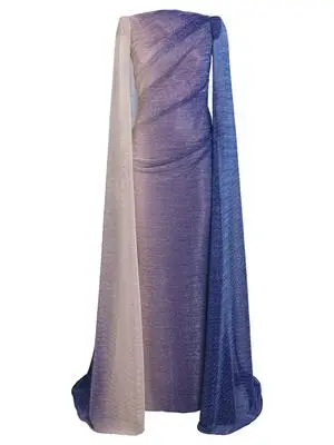 Talbot Runhof Voile Cape Maxi Dress - Beige