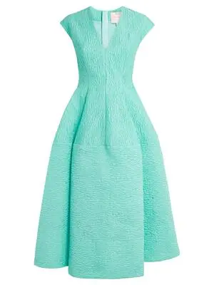 ROKSANDA V-neck Textured Midi Dress - Blue