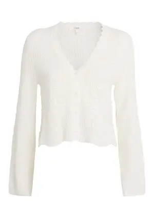 Chloé Pointelle Knit Cardigan With Floral Motifs - White
