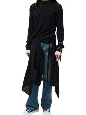 ANN DEMEULEMEESTER Textured Cotton Sweater - Black