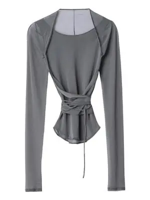 LEMAIRE Ballerina Wrap Top In Mesh Jersey - Gray