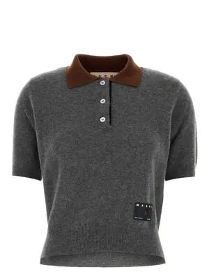 Marni Grey Cashmere Polo Shirt - Gray