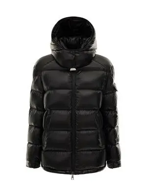 Moncler Maire Hooded Down Jacket With Logo Patch In Nylon - Black