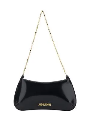 Jacquemus Le Petit Bisou Chaine Leather Shoulder Bag - Black