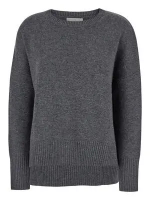 LISA YANG Cashmere Sweater With U-neck And Long Sleeves - Gray