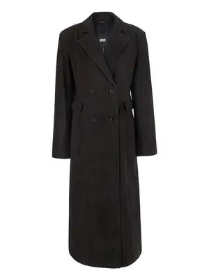 ROTATE BY BIRGER CHRISTENSEN ROTATE Double-Breasted Suede Coat With Wide Lapels Multicolor