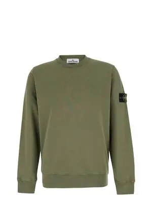 Stone Island Crewneck Sweatshirt With Logo Patch - Green
