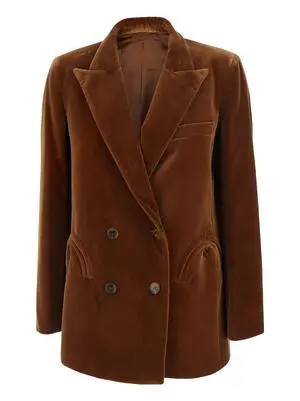 BLAZÉ MILANO Double-breasted Velvet Jacket - Brown