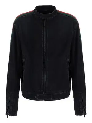 Gucci Denim Jacket With Web Detail - Multicolor