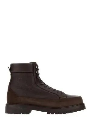 Brunello Cucinelli Leather And Suede Ankle Boots - Brown