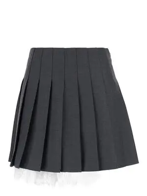 SELF-PORTRAIT Pleated Mini Skirt With Lace Detail - Multicolor