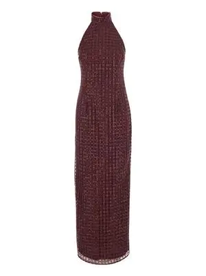 ROTATE BY BIRGER CHRISTENSEN ROTATE Long Sleeveless Dress With Halterneck And Sequins