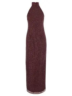 ROTATE BY BIRGER CHRISTENSEN Long Sleeveless Dress With Halterneck And Sequins - Multicolor