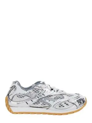 Bottega Veneta Orbit Lace Up Sneaker Technical Fishnet - White