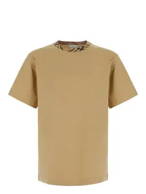 Burberry Burberry Men 'Ryan' Beige T-Shirt With Check Motif Collar In Cotton For Men Multicolor