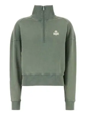 Isabel Marant Étoile Sage Cotton Blend Half-zip Sweatshirt - Green