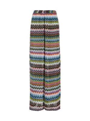 Missoni Zig Zag Pixel Effect Lamé Viscose Pants - Multicolor
