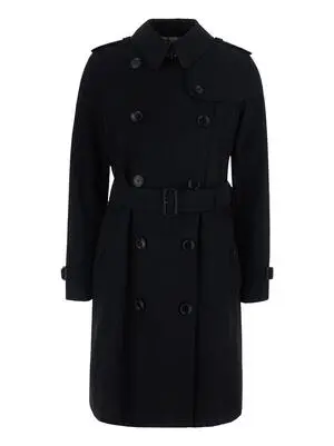 Burberry Kensington Short Double-breasted Trench Coat With Belt - Multicolor