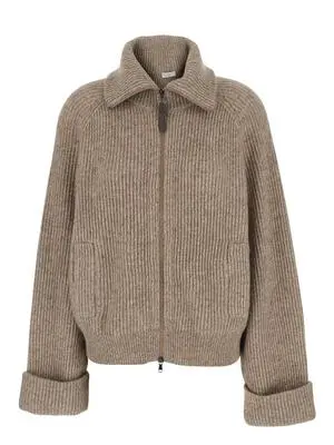 Brunello Cucinelli Cashmere Blend Cardigan With Monil Detail - Multicolor